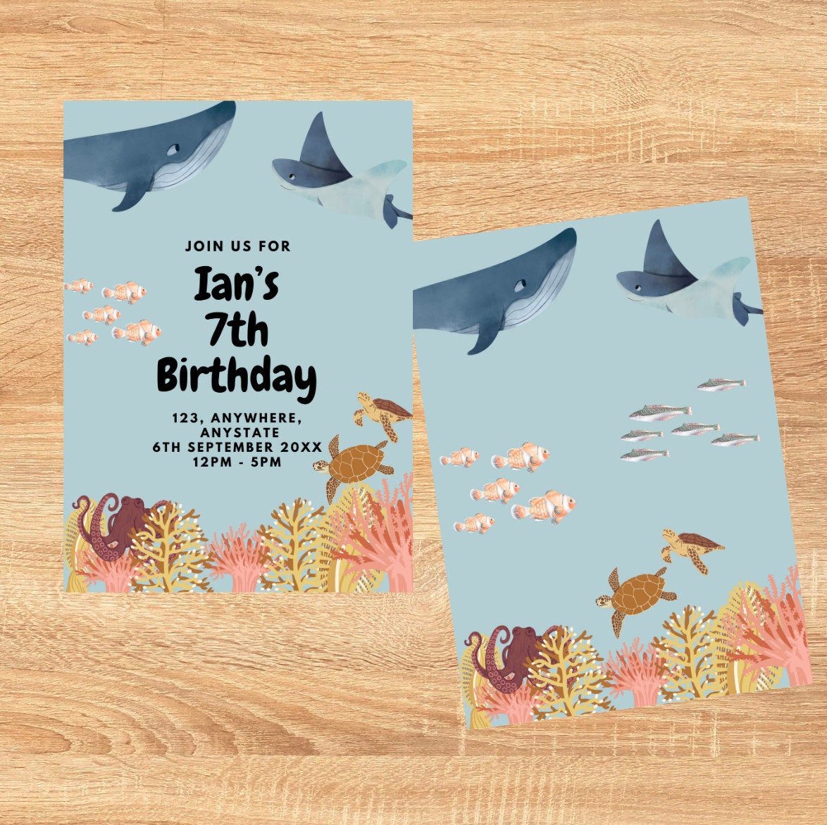 Editable Under the Sea Birthday Invitation Template Digital Download ...