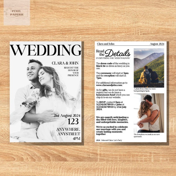 Magazine Wedding Invitation - Etsy