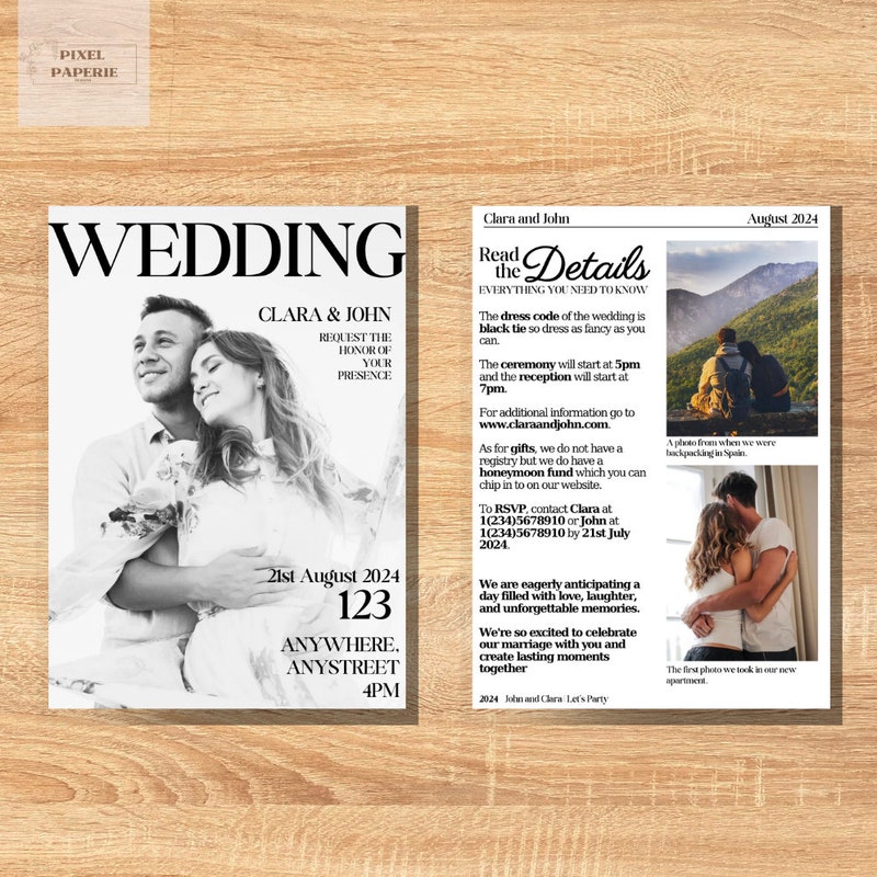 Magazine Wedding Invitation - Etsy