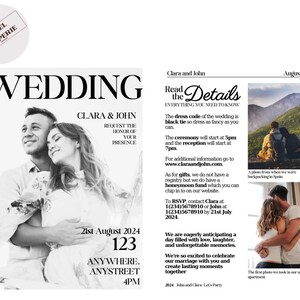 Magazine Wedding Invitation | Canva Printable Editable Template ...