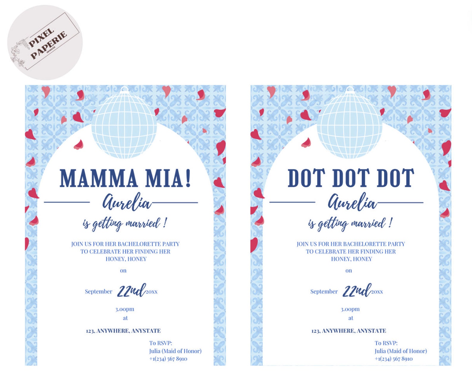 Mamma Mia Themed Bachelorette Party Invitation Set Itinerary ABBA ...
