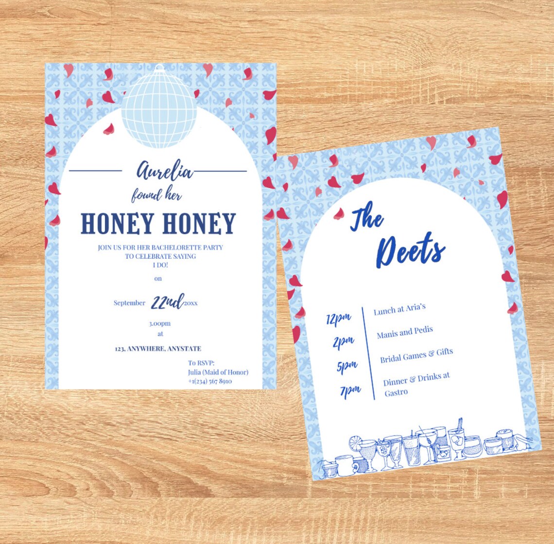 Mamma Mia Themed Bachelorette Party Invitation Set Itinerary ABBA ...