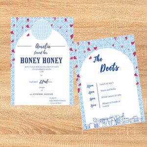 Mamma Mia Themed Bachelorette Party Invitation Set Itinerary ABBA ...