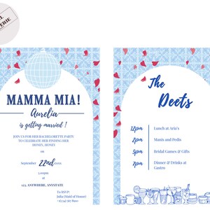 Mamma Mia Themed Bachelorette Party Invitation Set Itinerary ABBA ...