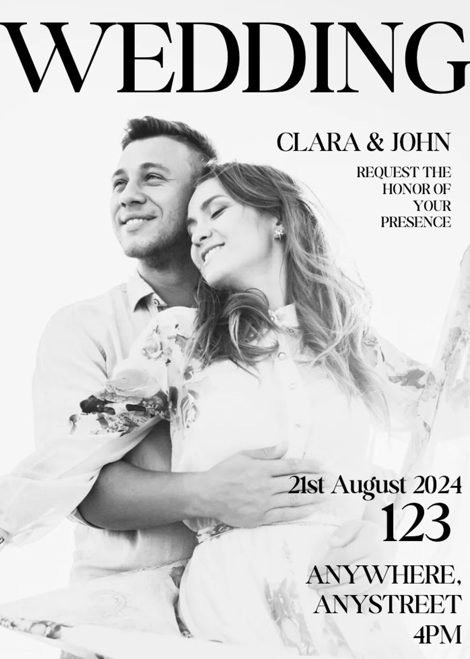 Magazine Wedding Invitation | Canva Printable Editable Template ...