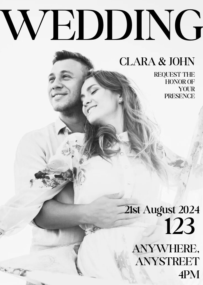 Magazine Wedding Invitation | Canva Printable Editable Template ...
