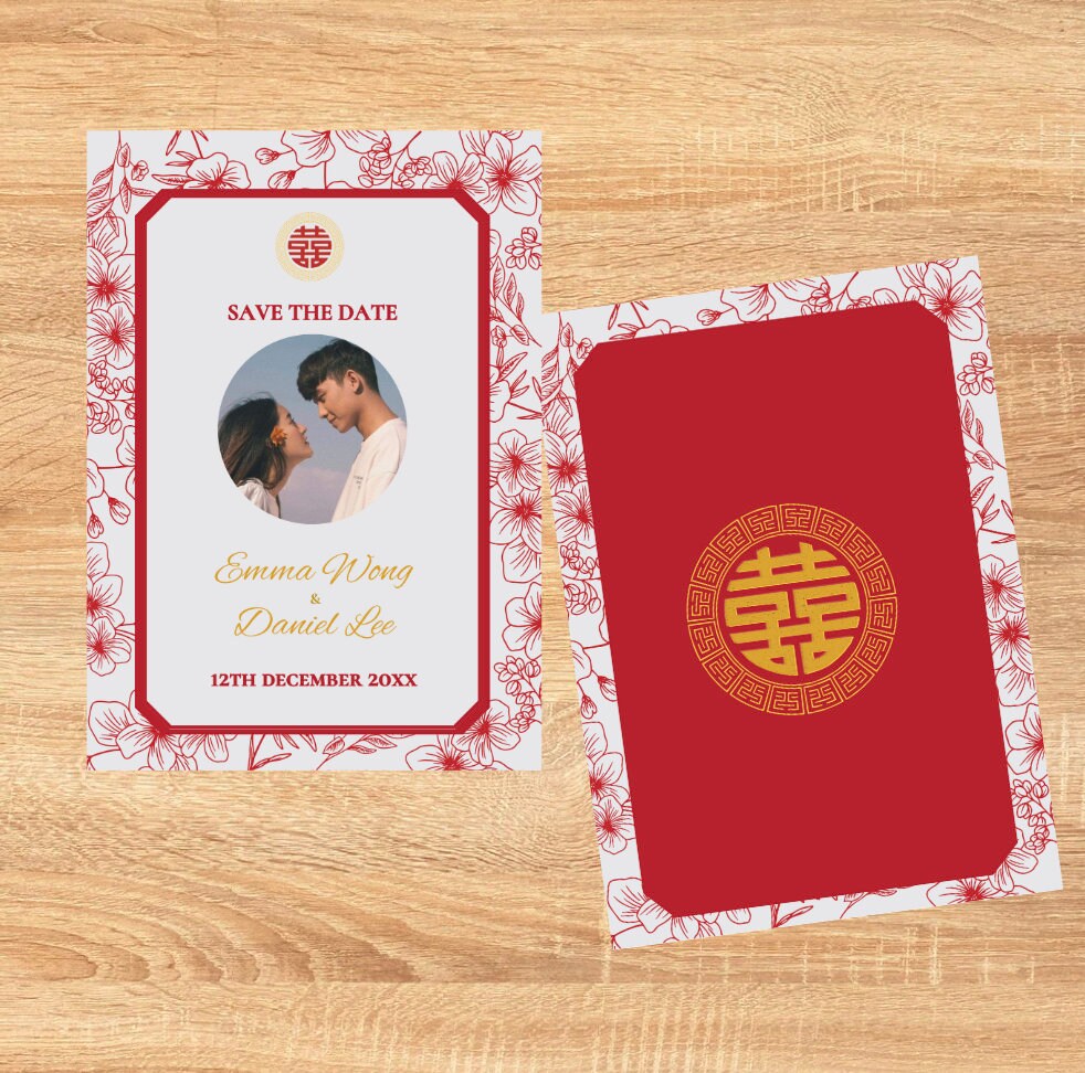 Modern Chinese Style Wedding Bundle Set Editable Template Stationery ...