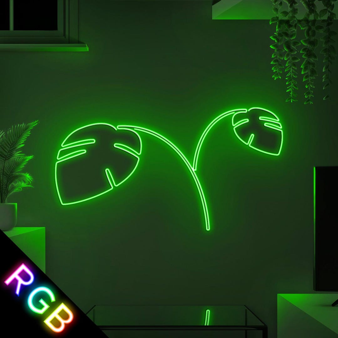 Monstera Plant Neon LED Sign Custom, RGB Colour Changing Gift for Plant ...