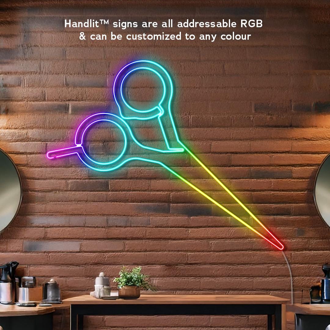 Barbers' Scissors Neon LED Sign - Custom, RGB Colour Changing Decor for ...