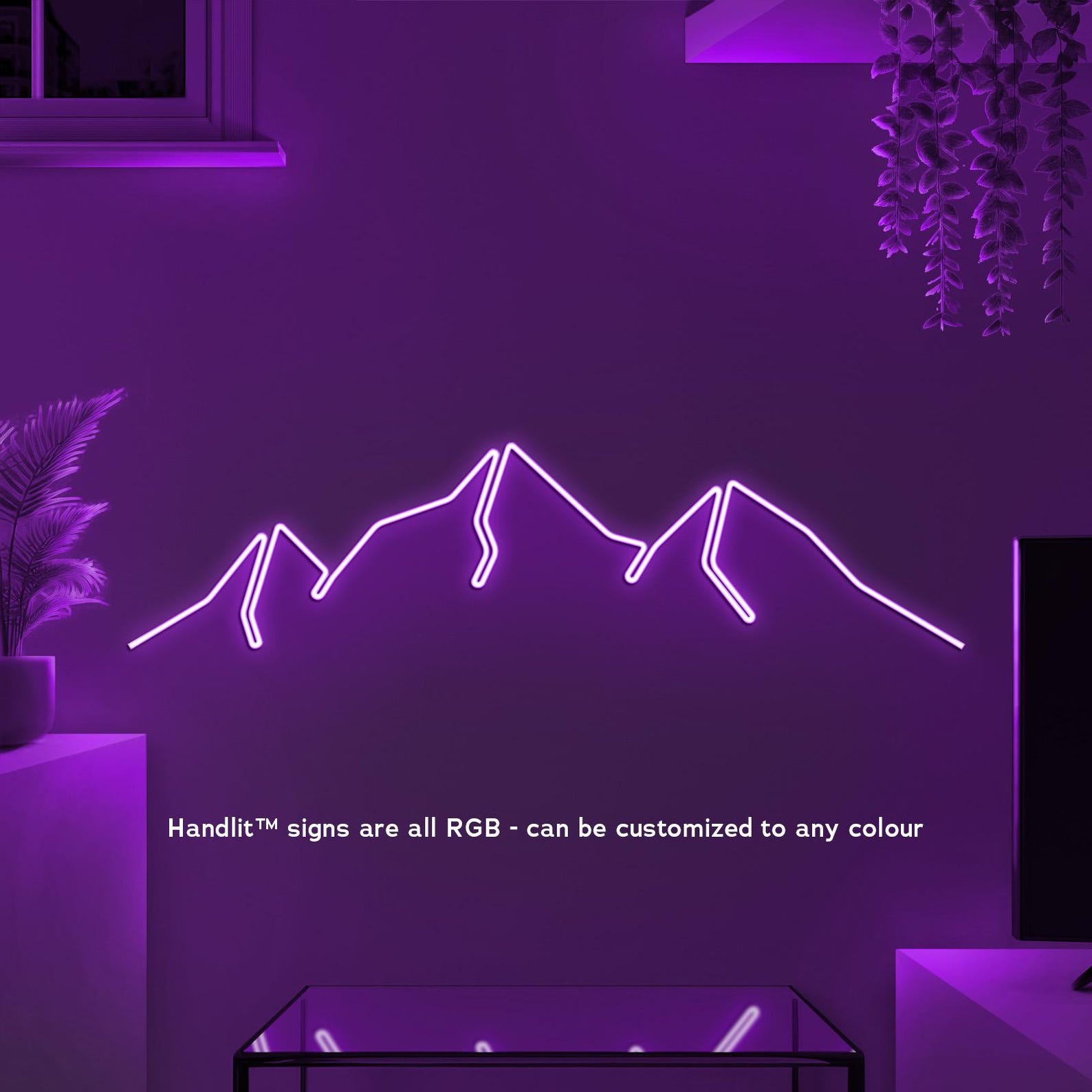 Mountain Landscape Neon LED Sign Custom RGB Colour Changing Room ...