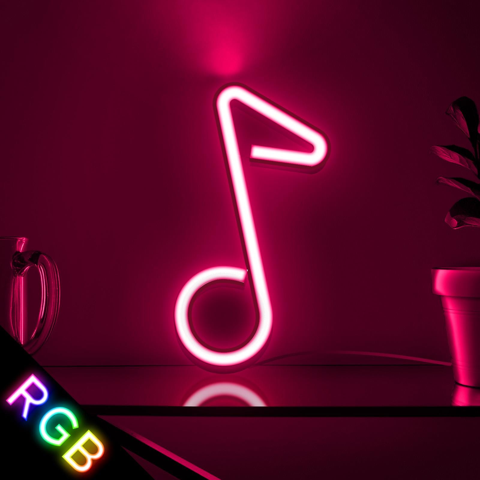 Music Note Neon LED Sign - Custom RGB Colour Changing Gift for ...