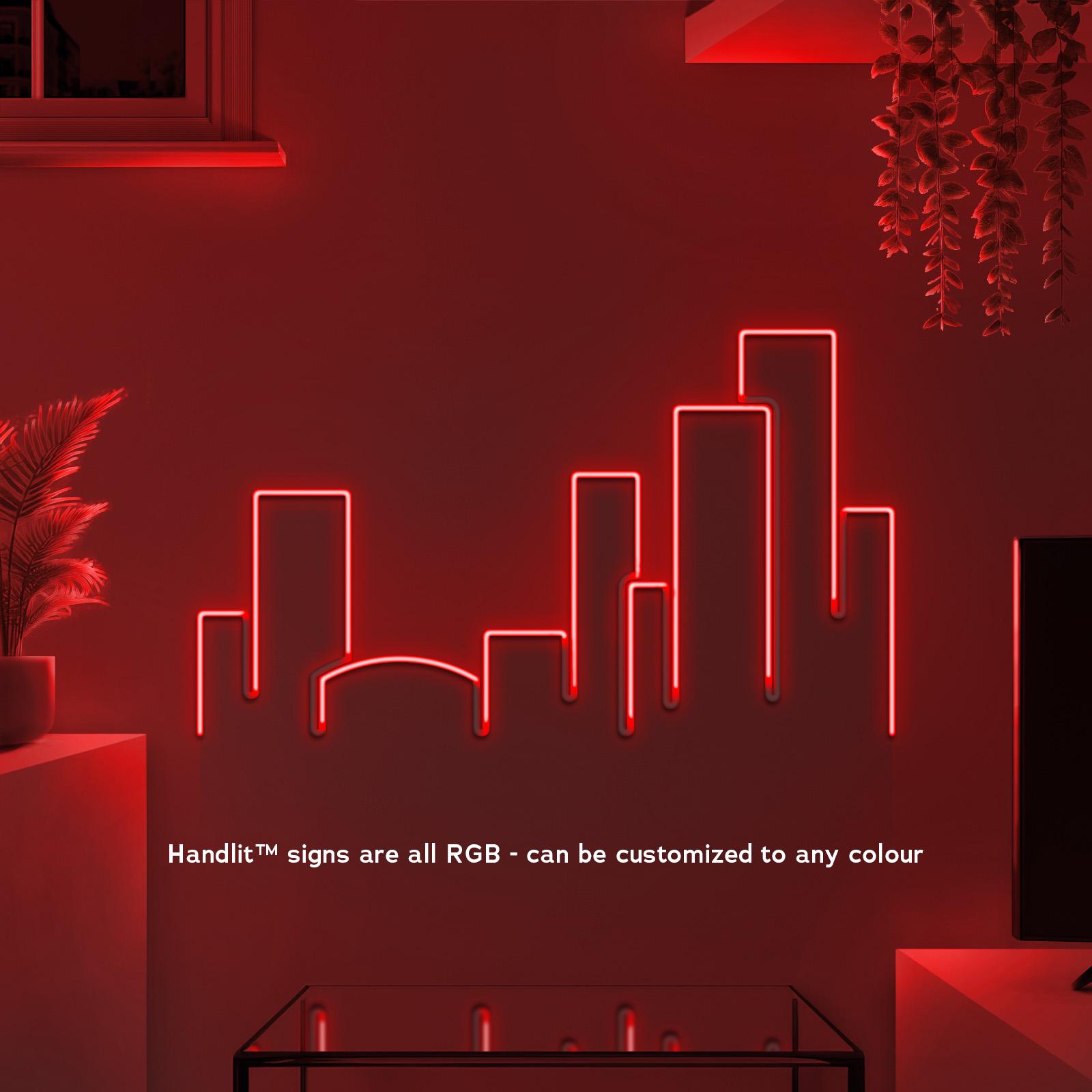 City Skyline Neon LED Sign - Custom RGB Colour Changing Room Cityscape ...
