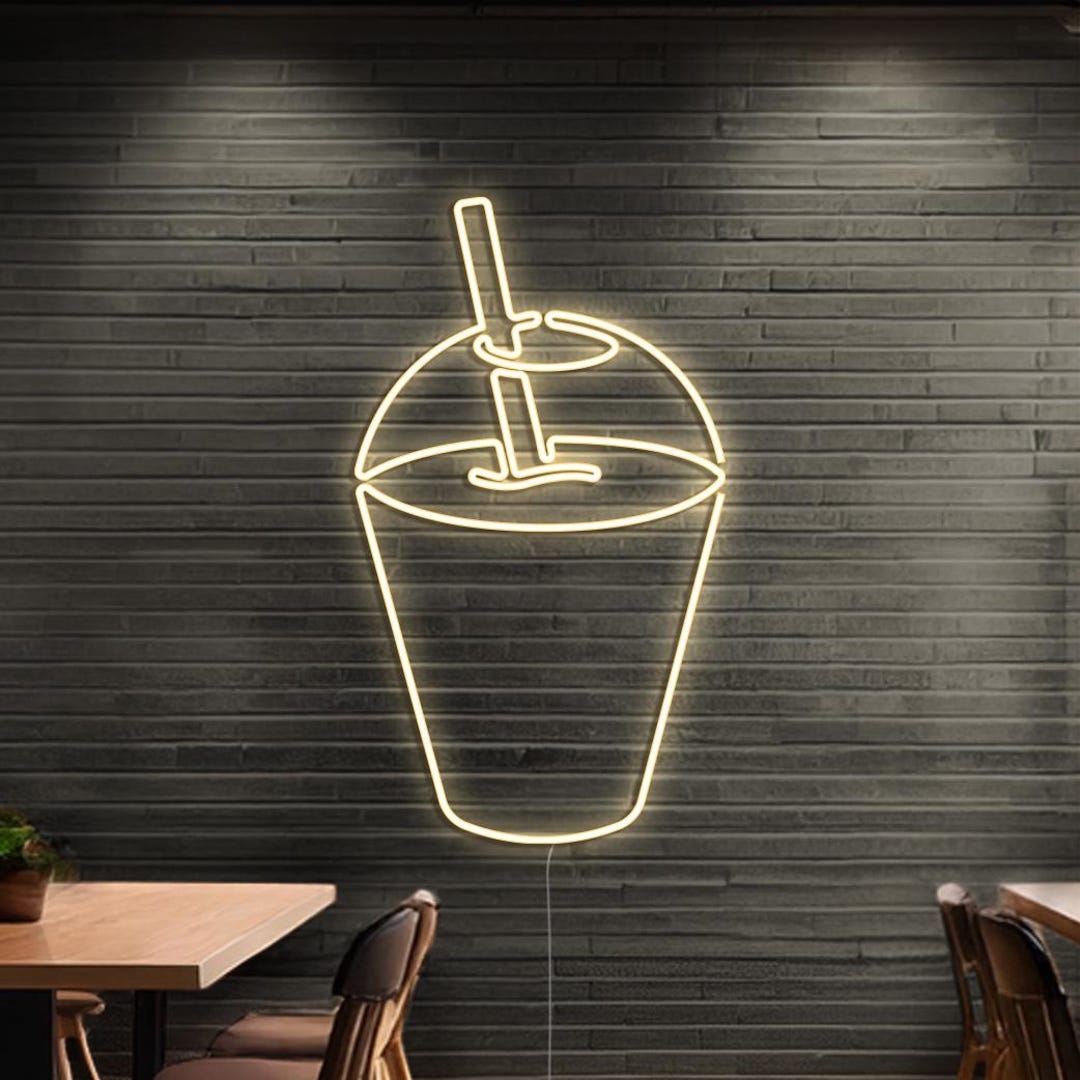 Smoothie Cup Neon LED Sign - Custom, RGB Colour Changing Decor for ...