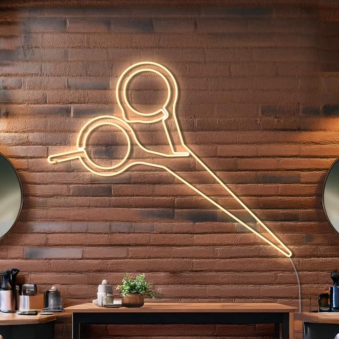 Barbers' Scissors Neon LED Sign Custom, RGB Colour Changing Decor for ...