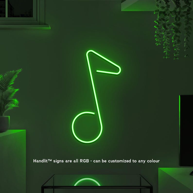 Music Note Neon LED Sign - Custom RGB Colour Changing Gift for ...
