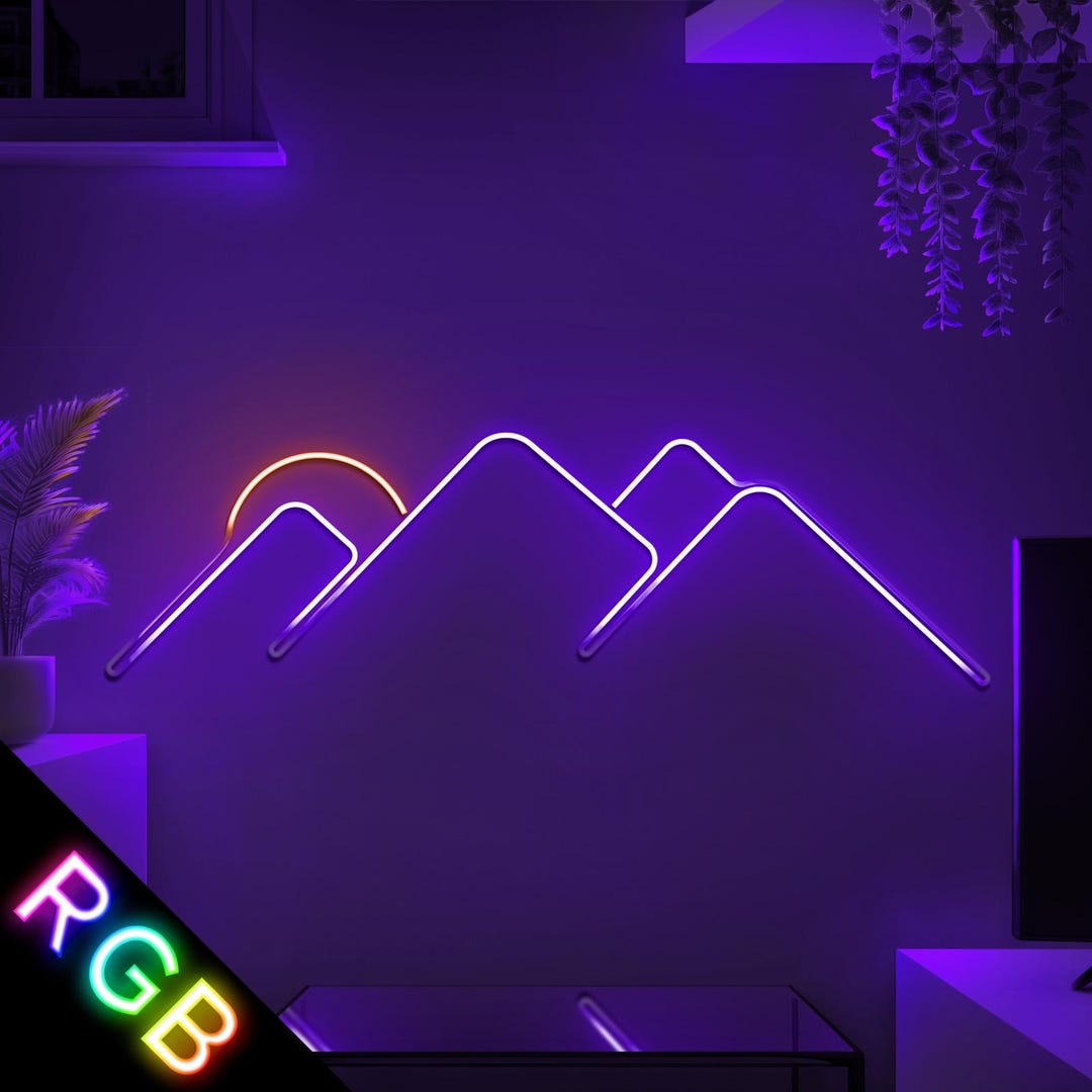 Mountain Landscape Neon LED Sign Custom RGB Colour Changing Room ...