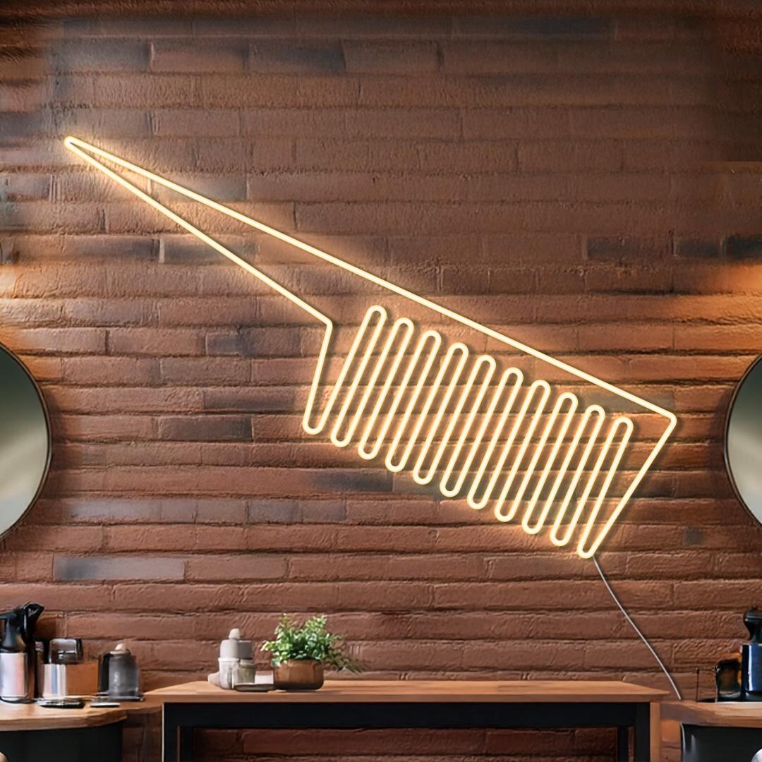 Barbers' Comb Neon LED Sign - Custom, RGB Colour Changing Decor for ...