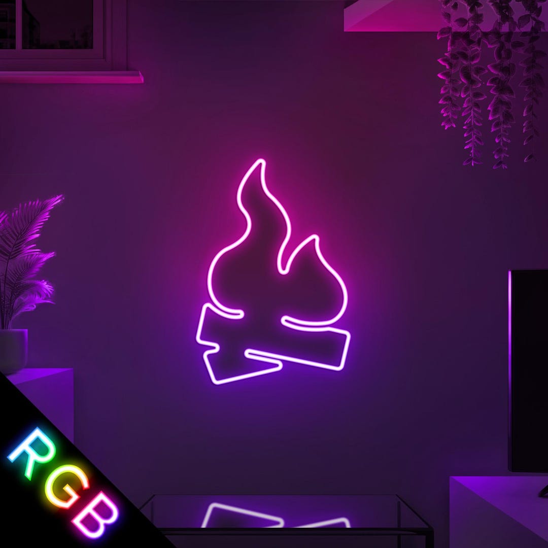Campfire Neon LED Sign Custom RGB Colour Changing Gift for Cottage Wall ...
