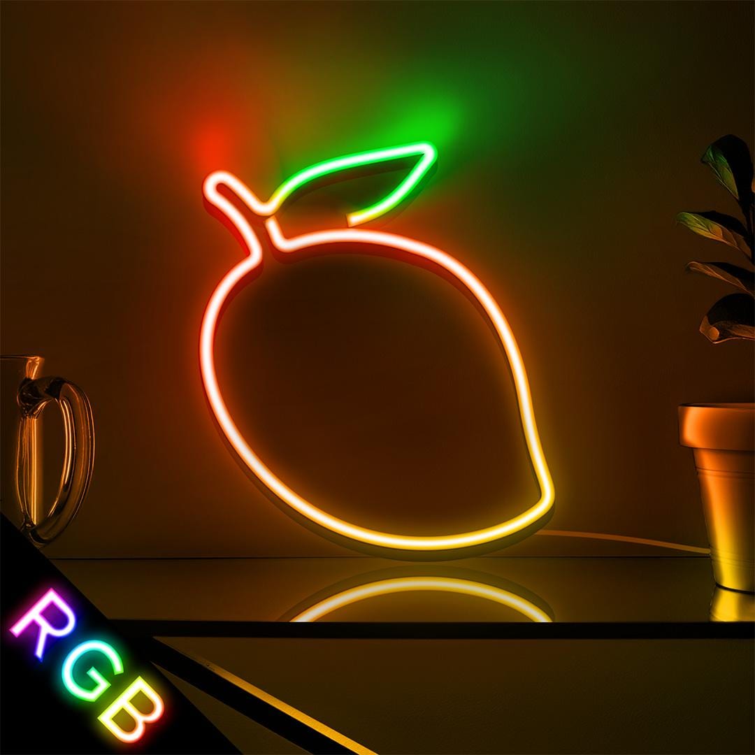 Mango Neon LED Sign - Custom RGB Colour Changing Gift for Desk Wall ...