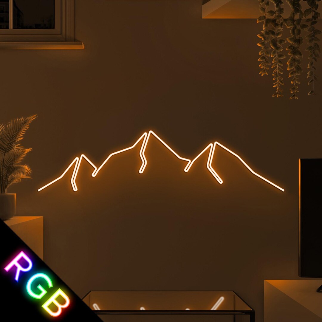 Mountain Landscape Neon LED Sign Custom RGB Colour Changing Room ...