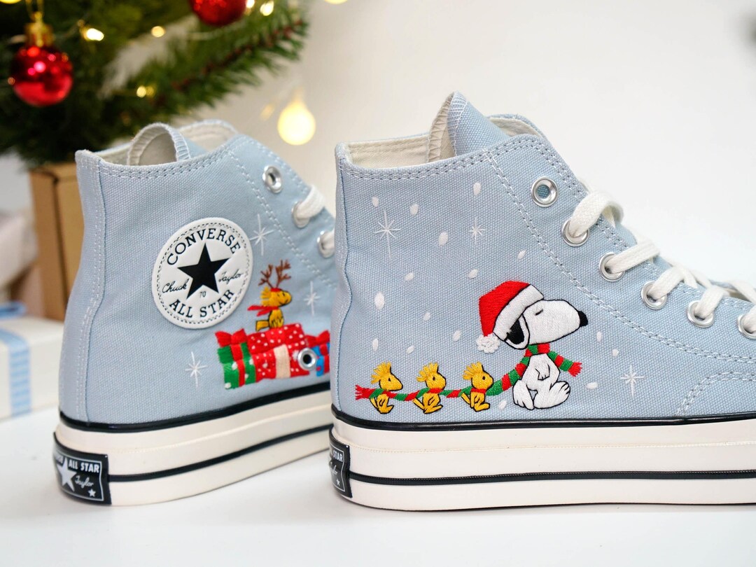 Peanuts Dog's Embroidery Converse, Snoopy Converse, Cute Dog Converse ...