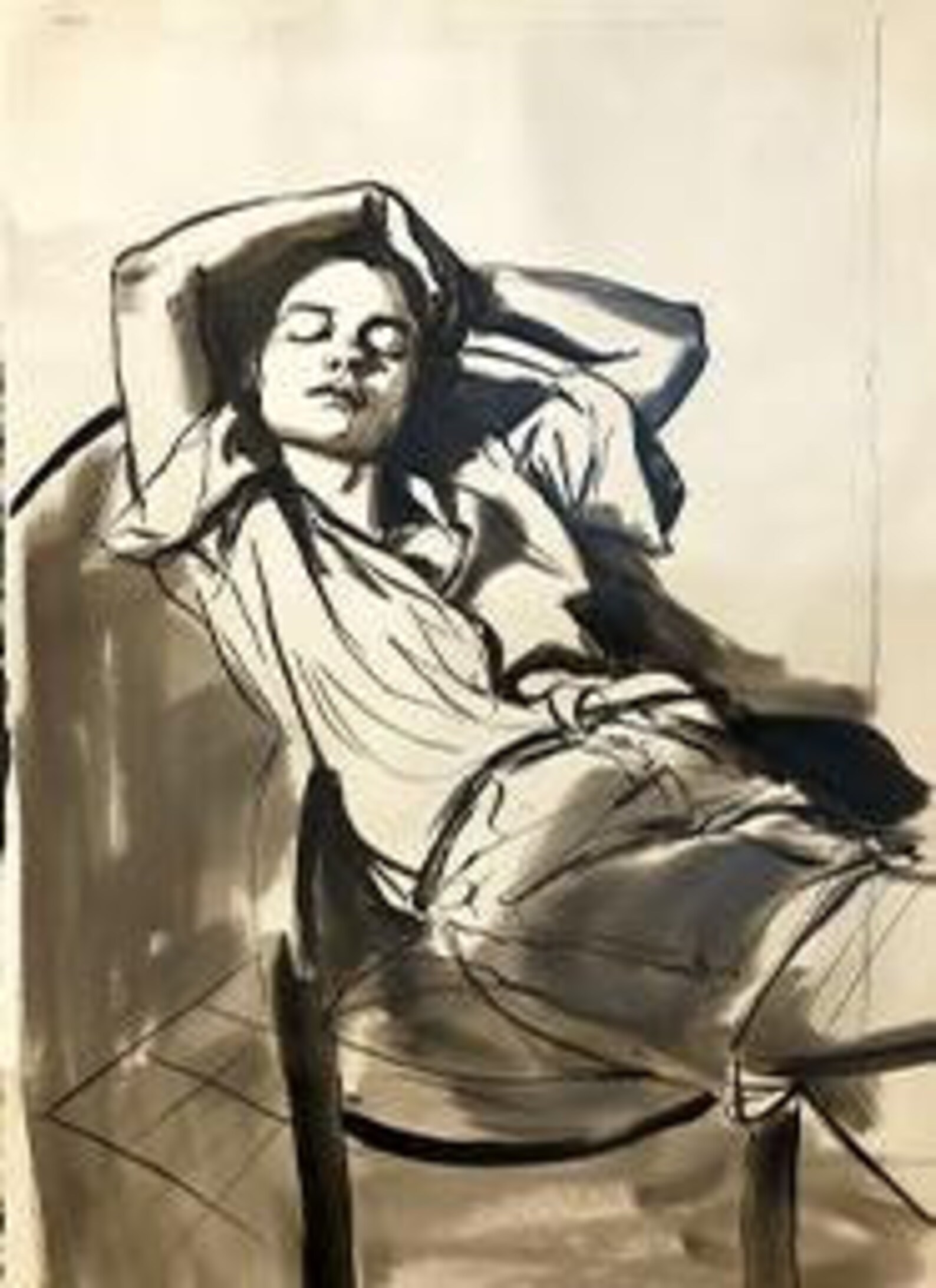 Sketch of a Resting Woman | Wall Art Portait Decor | Digital Print ...