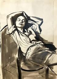 Sketch of a Resting Woman | Wall Art Portait Decor | Digital Print ...