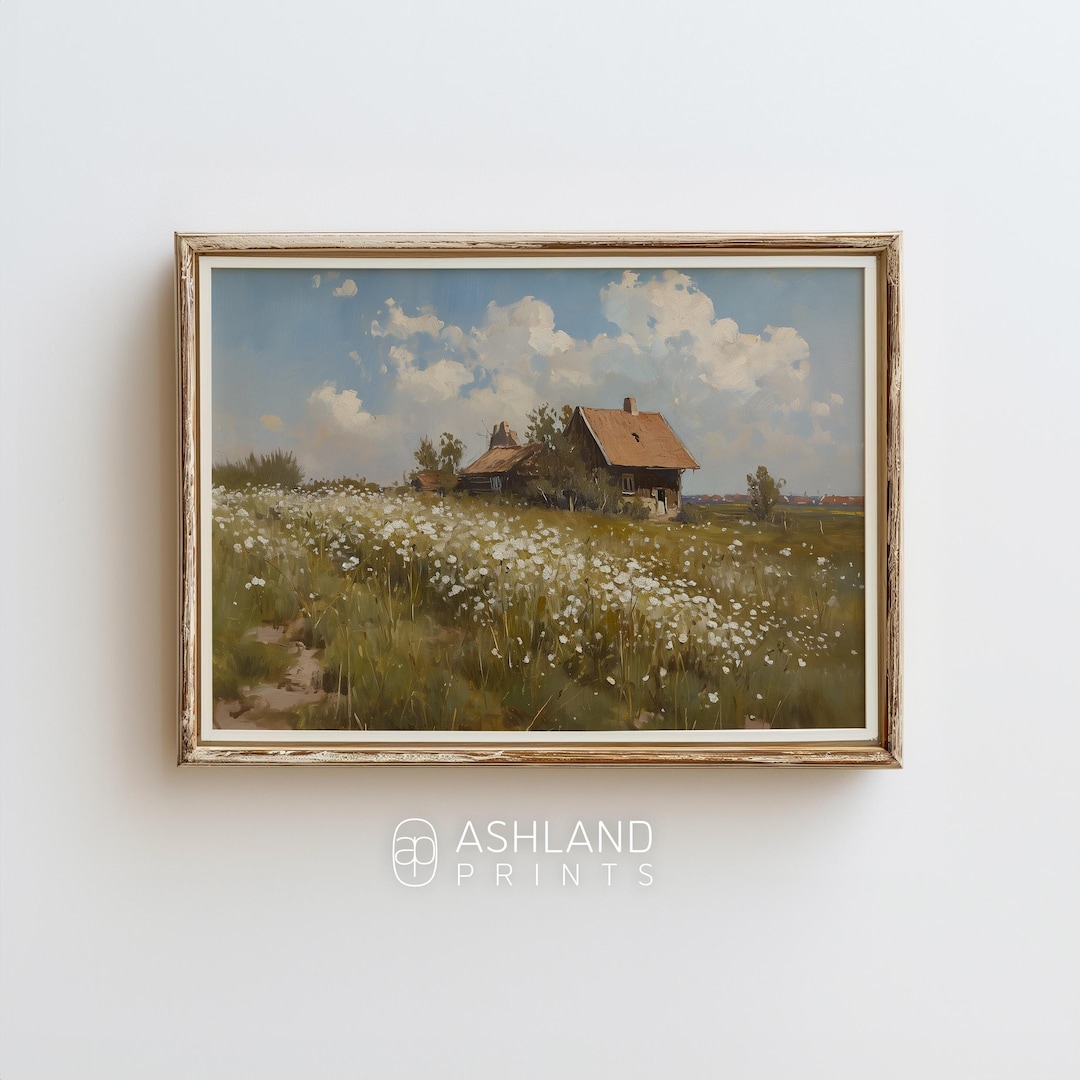Rustic House on the Prairie | Wall Art Landscape Decor | Digital Print ...