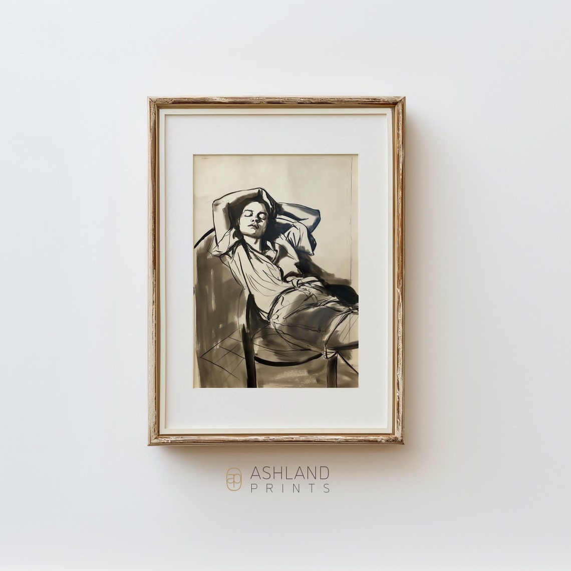 Sketch of a Resting Woman | Wall Art Portait Decor | Digital Print ...