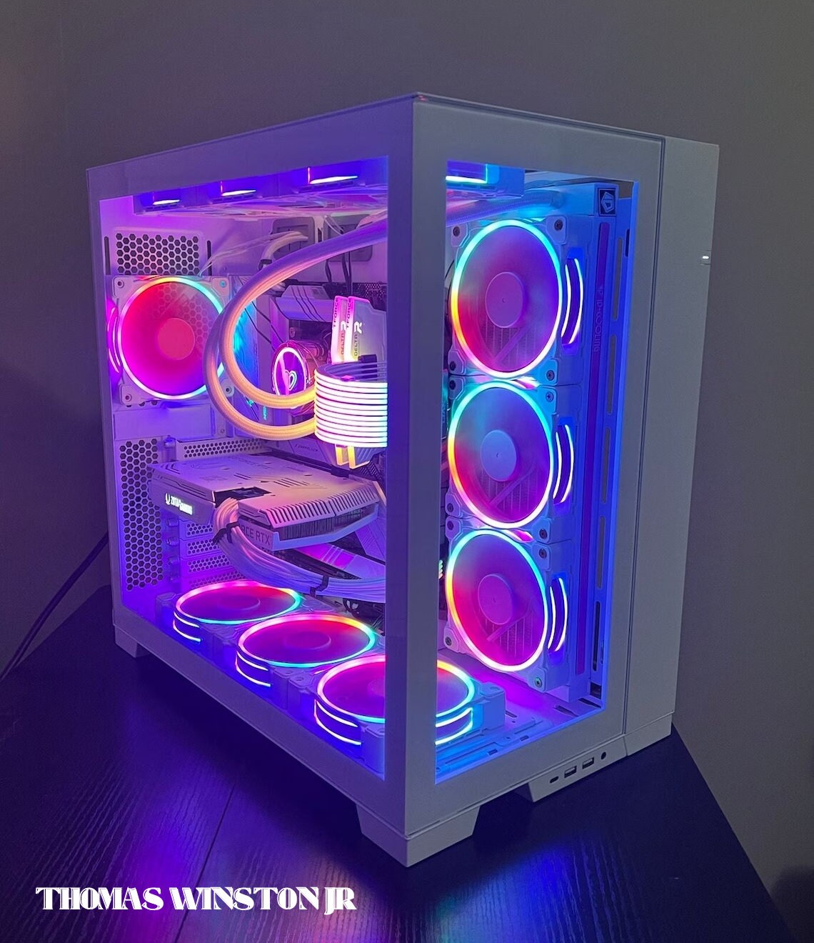 Pink and White Gaming Computer caelus Wi-fi Bluetooth SSD Liquid ...