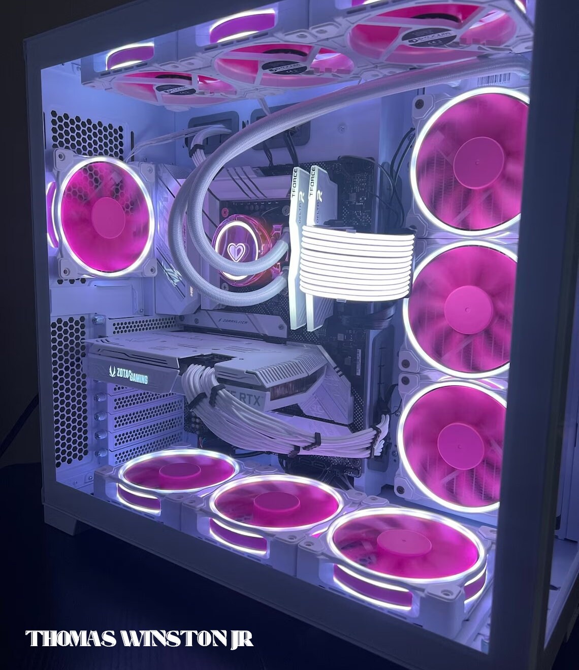 Pink and White Gaming Computer caelus Wi-fi Bluetooth SSD Liquid ...