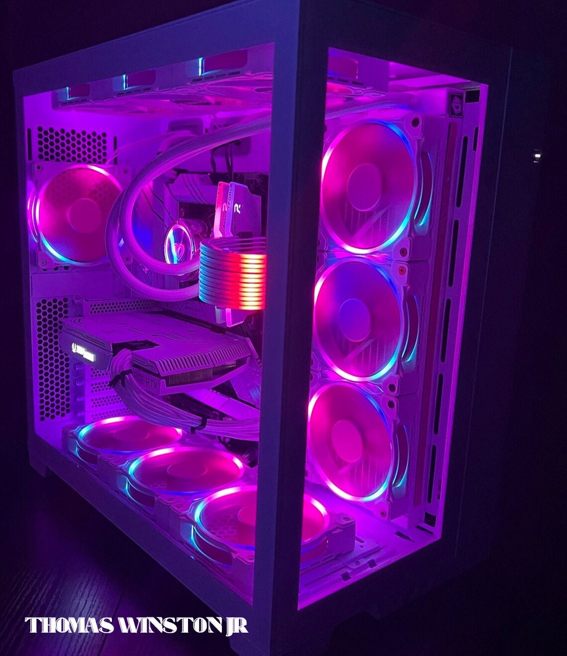 Pink and White Gaming Computer caelus Wi-fi Bluetooth SSD Liquid ...