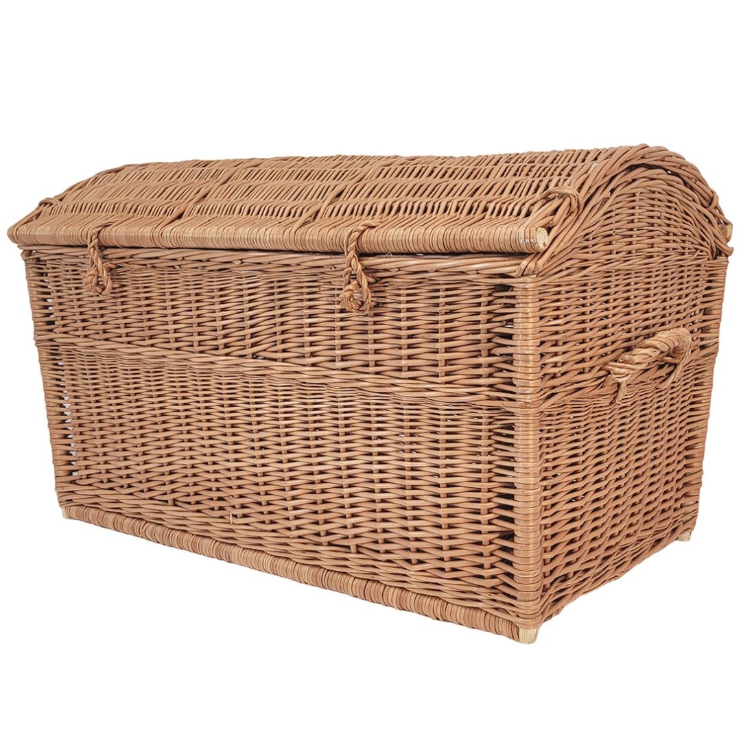 Large Wicker Trunk, 80 Cm, With a Convex Cover, PIRAT. Handmade Wicker ...