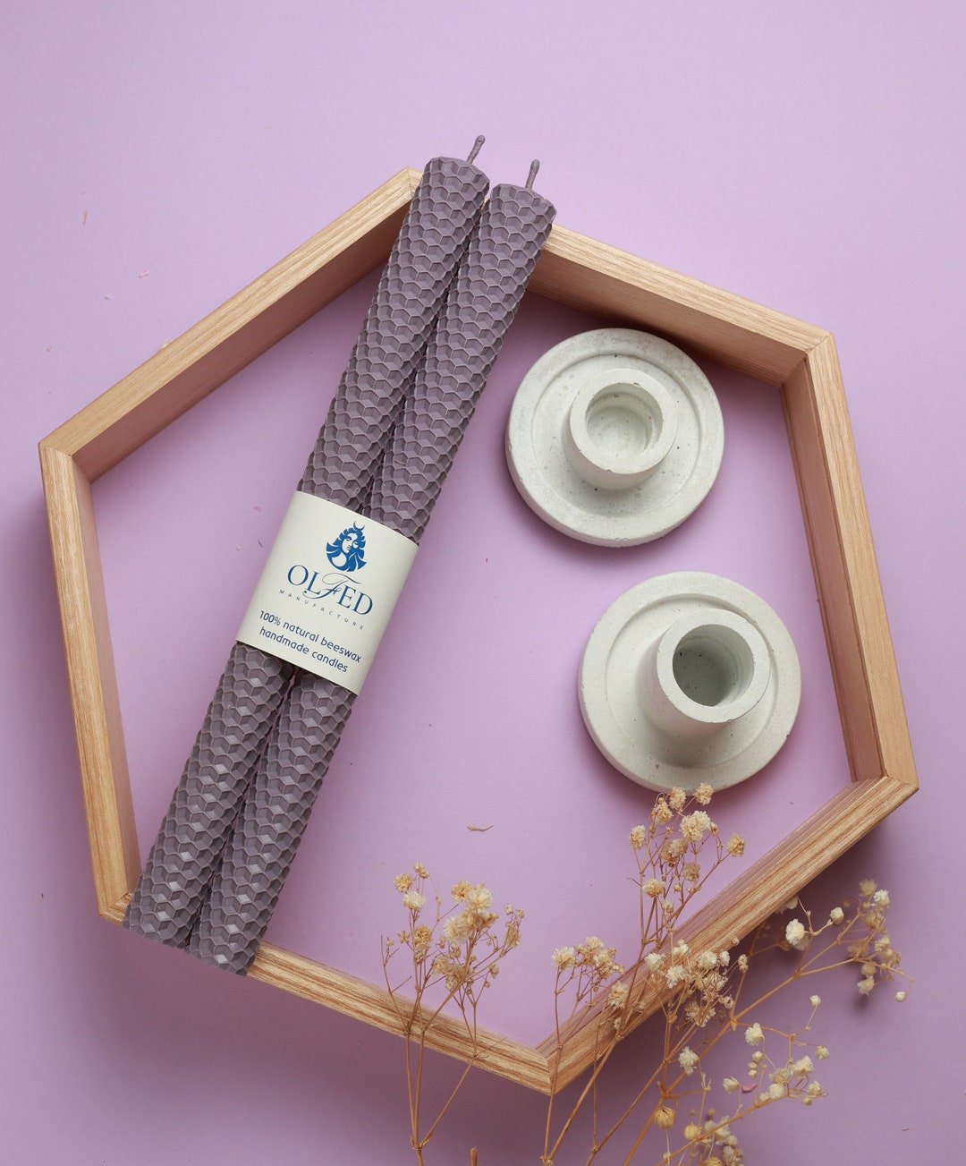 Beeswax Table Candles Handcrafted Colorful ONE COLOR SET Set of 2 26cm ...