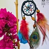 Blue Tree of Life Dream Catcher, Natural Crystal Stone Feather ...
