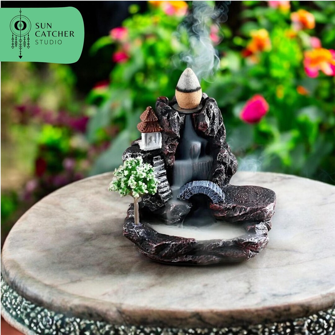 Mountain Incense Cone Burner, River Waterfall Incense Holder, Back Flow ...