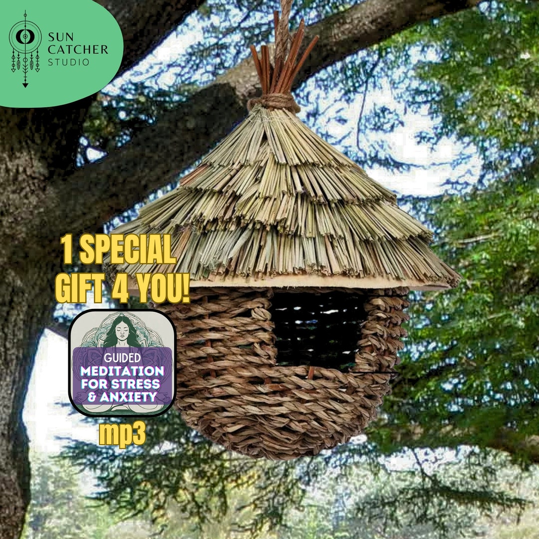 Hummingbird Bird House, Hand Woven Ball Shaped Nest, Hanging Birdhouse ...