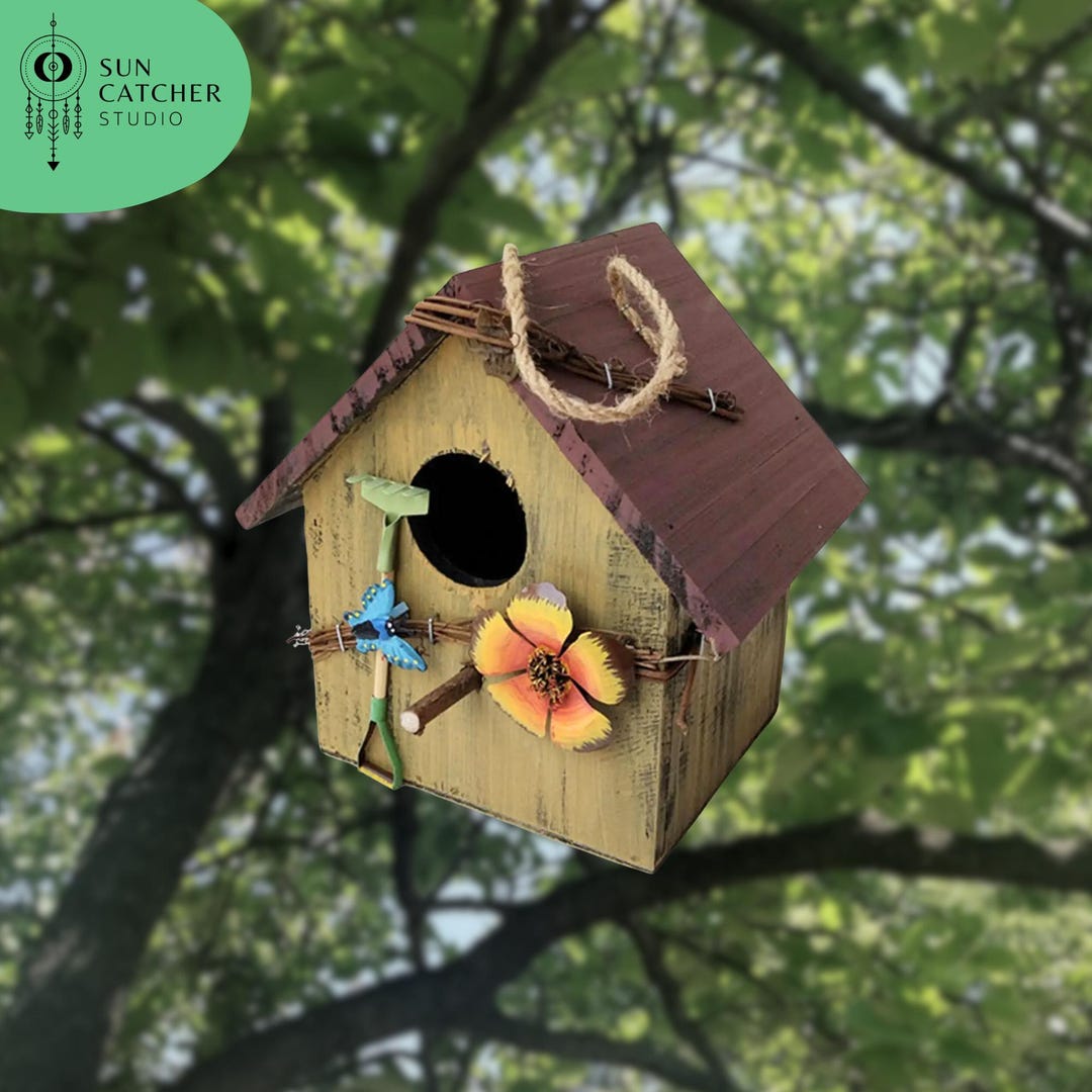 Wooden Bird House, Decorative Bird Nest Lover Gift, Hummingbird and ...