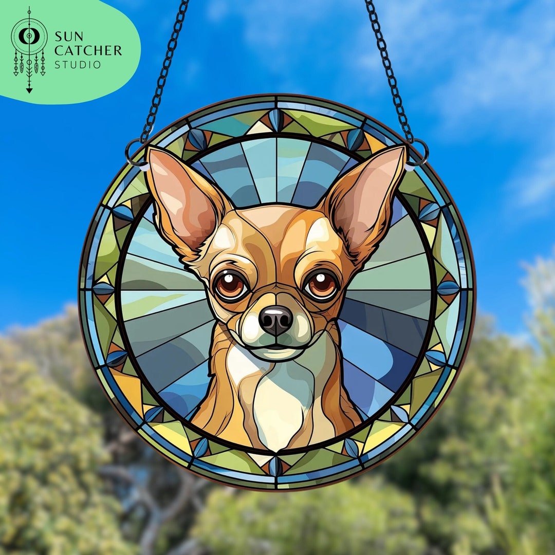 Chihuahua Pet Stained Glass Artwork, Stainedglass Window Hangings ...