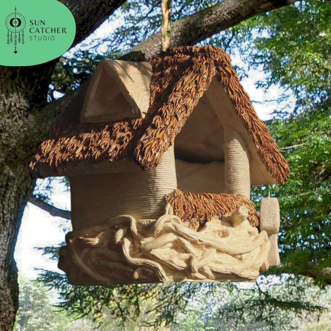 Hummingbird Bird House, Resin Nest, Hanging Birdhouse for Outside ...