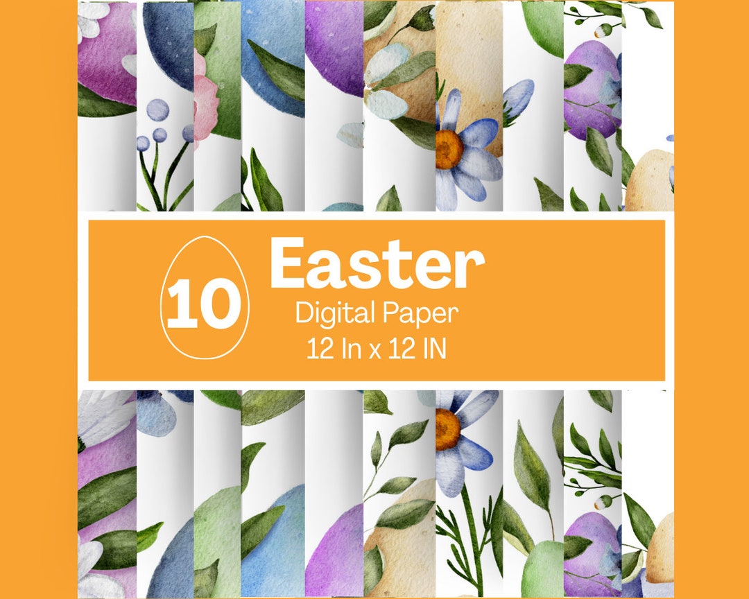 10 Easter Watercolor Digital Paper, Easter Themed Digital Paper ...