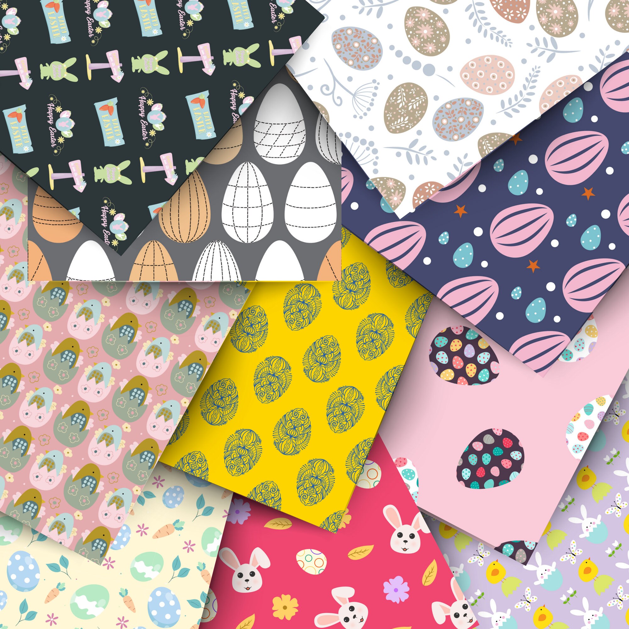 Easter, 100 Easter Digital Paper, Happy Easter Day, Easter Paper Bundle ...
