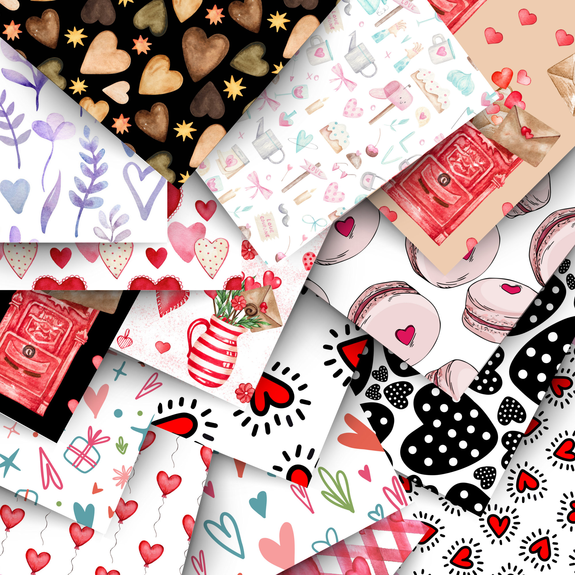 100 Valentines Themed Digital Paper, Seamless Commercial Use Instant ...