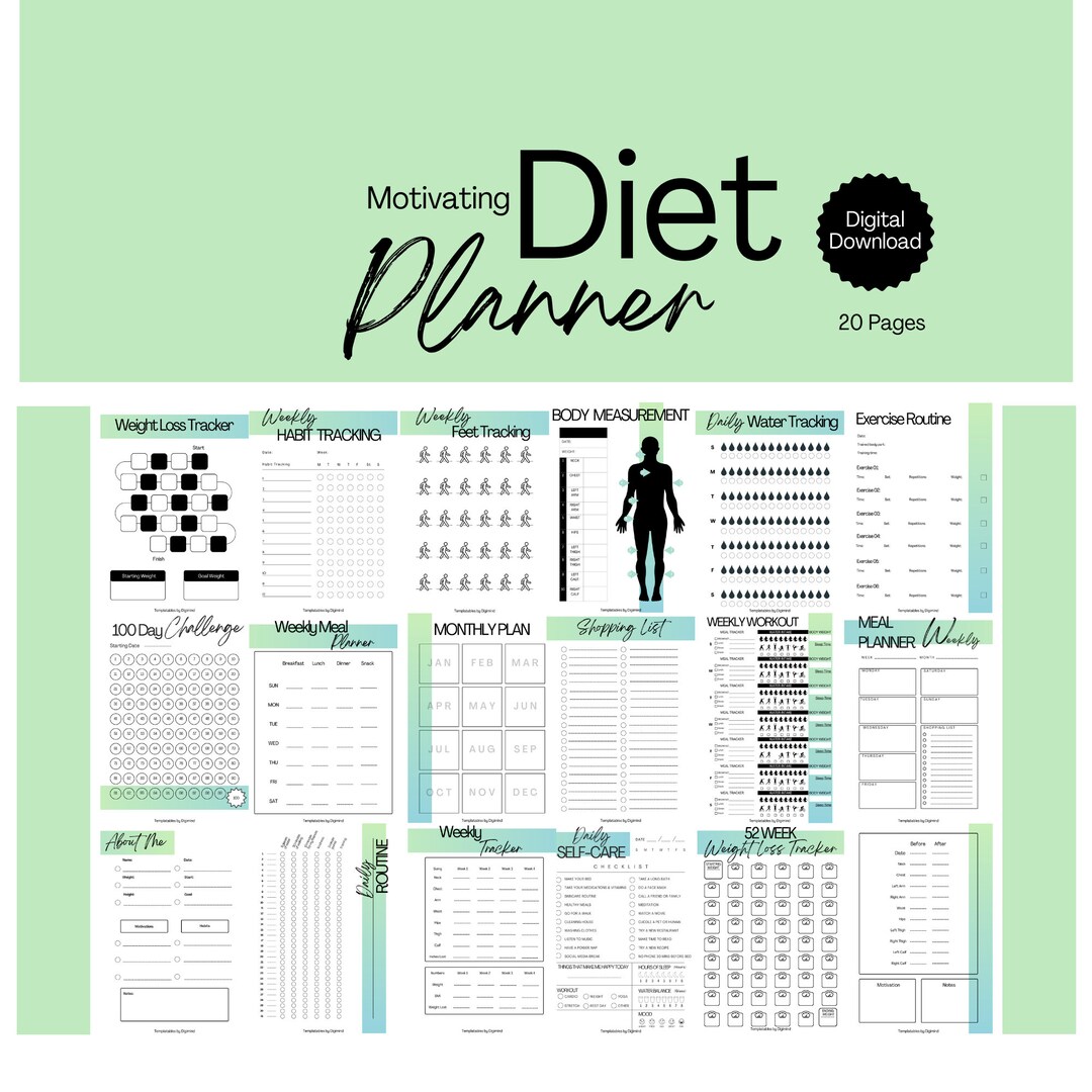 Weight Loss Tracker, Diet Planner, Weight Loss Digital Planner, Weight ...