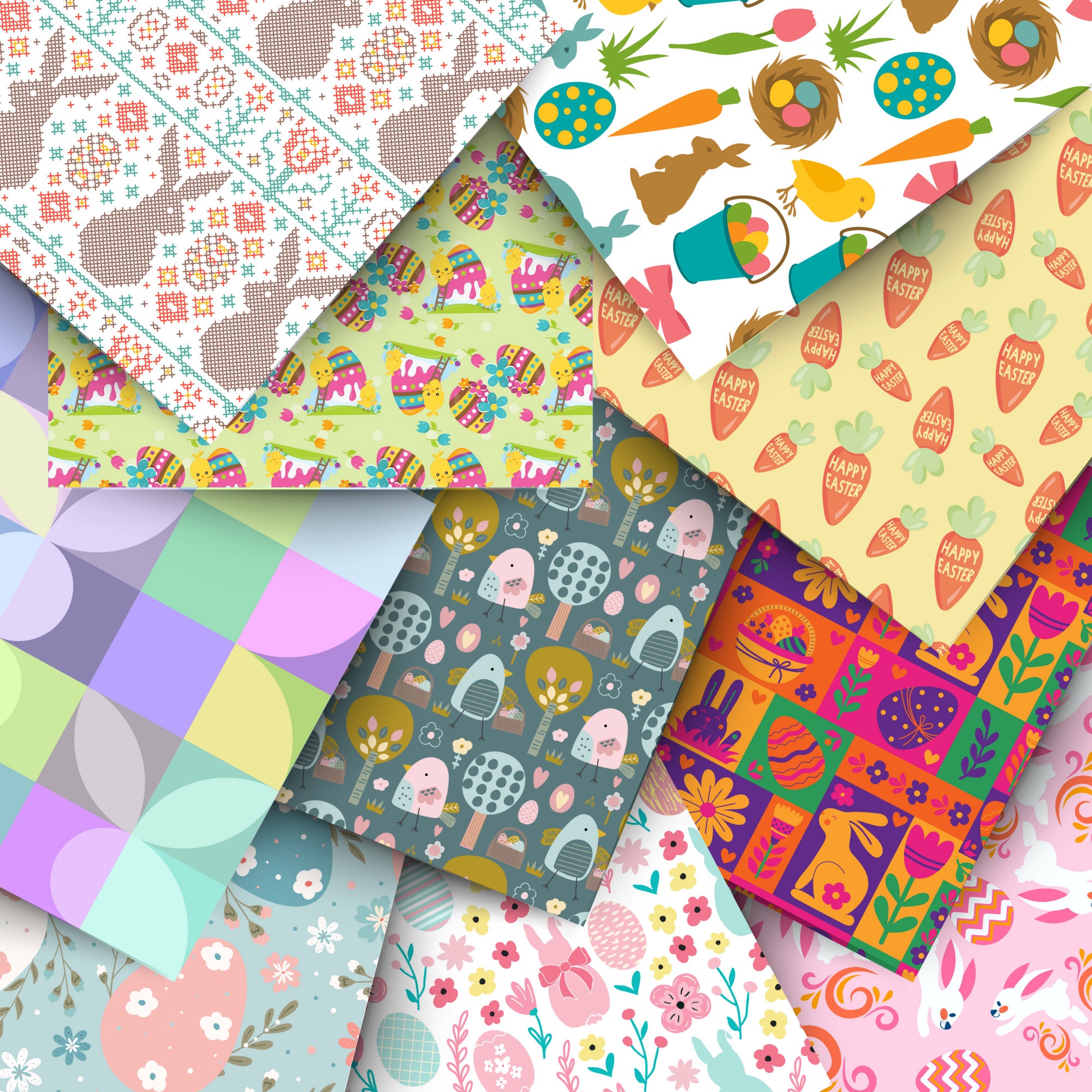 Easter, 100 Easter Digital Paper, Happy Easter Day, Easter Paper Bundle ...
