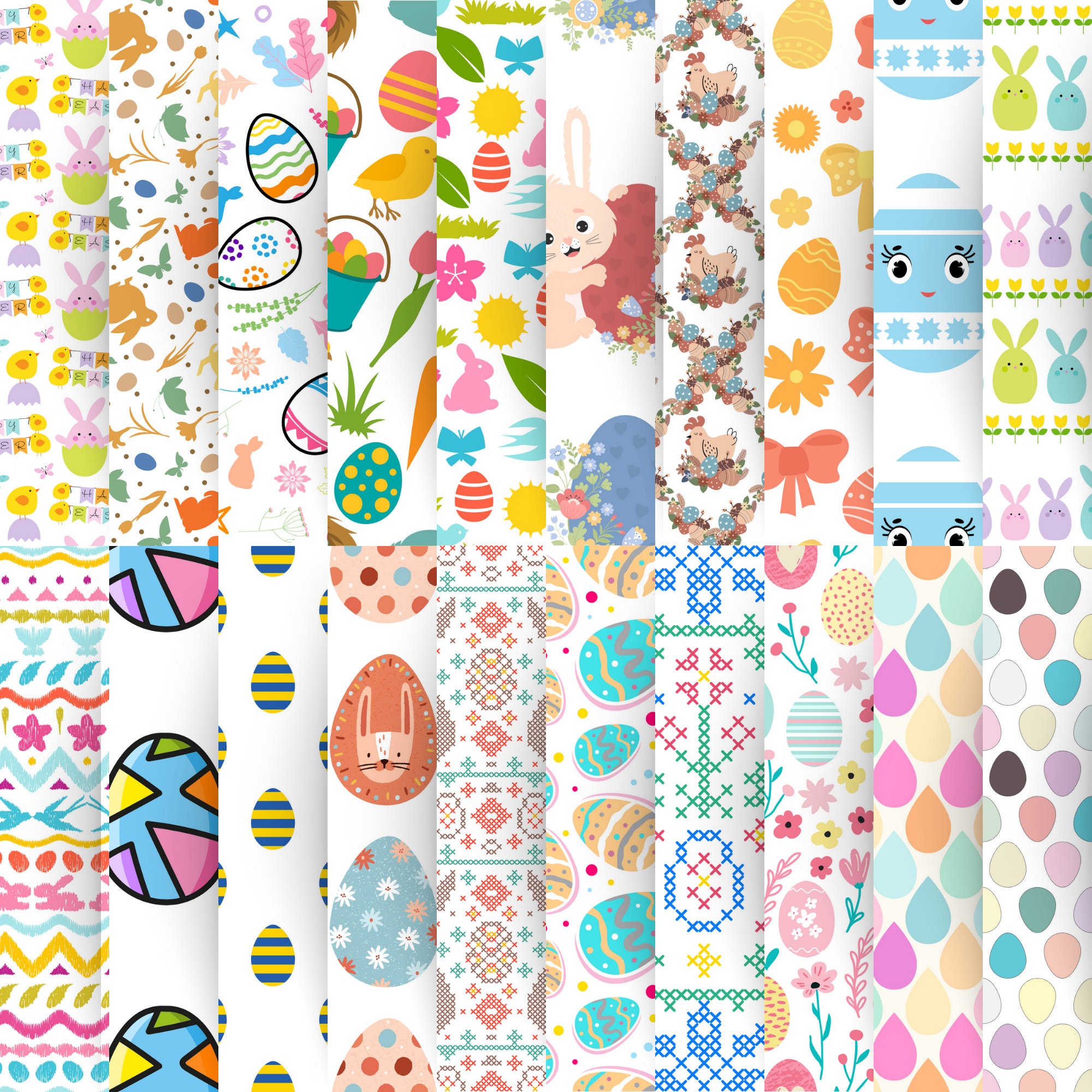 Easter, 100 Easter Digital Paper, Happy Easter Day, Easter Paper Bundle ...