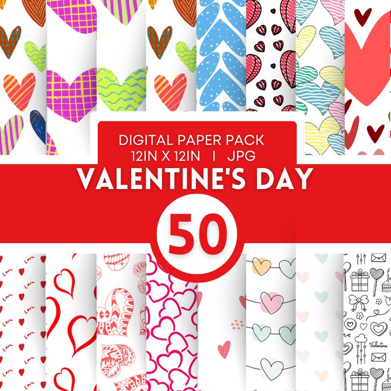 Valentine Digital Paper - Etsy