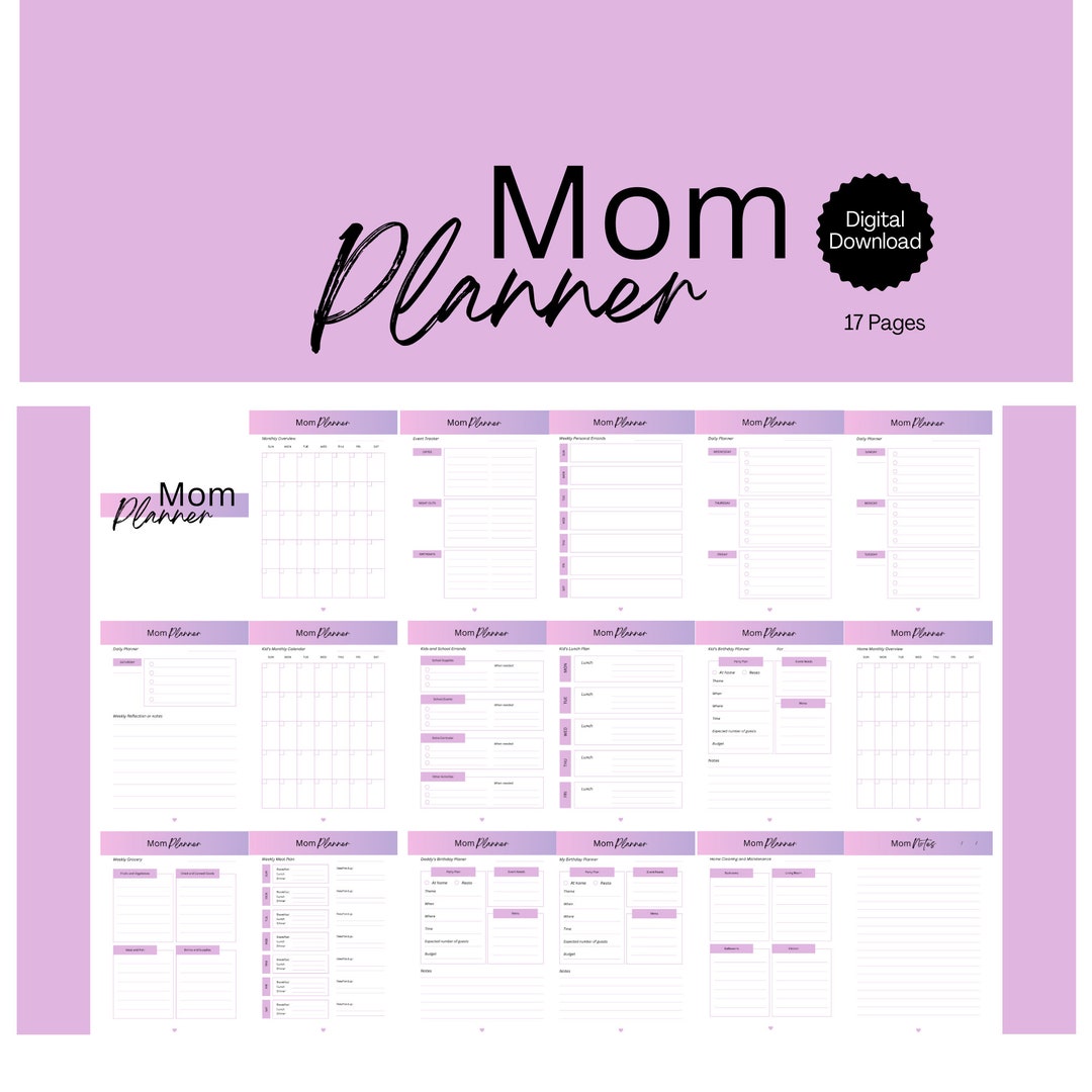 Mom Planner, Gift for Mom, Planner for Mom, Mom Planner Templates ...