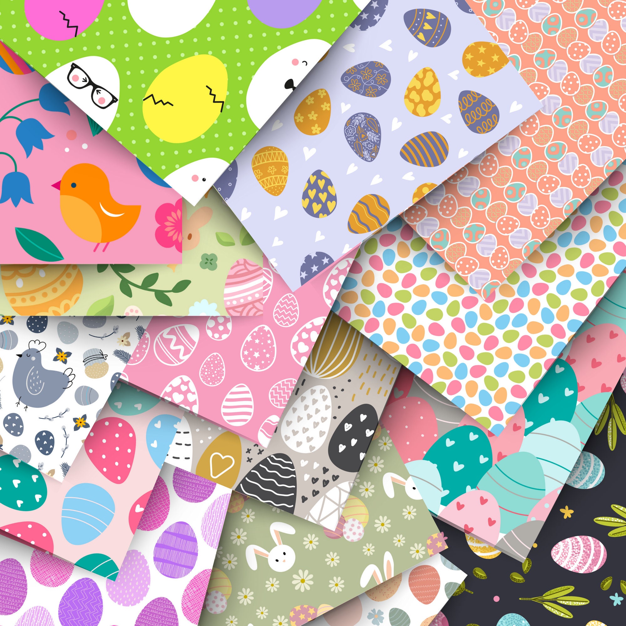 50 Easter Themed Digital Paper, Instant Download Happy Easter Digital ...