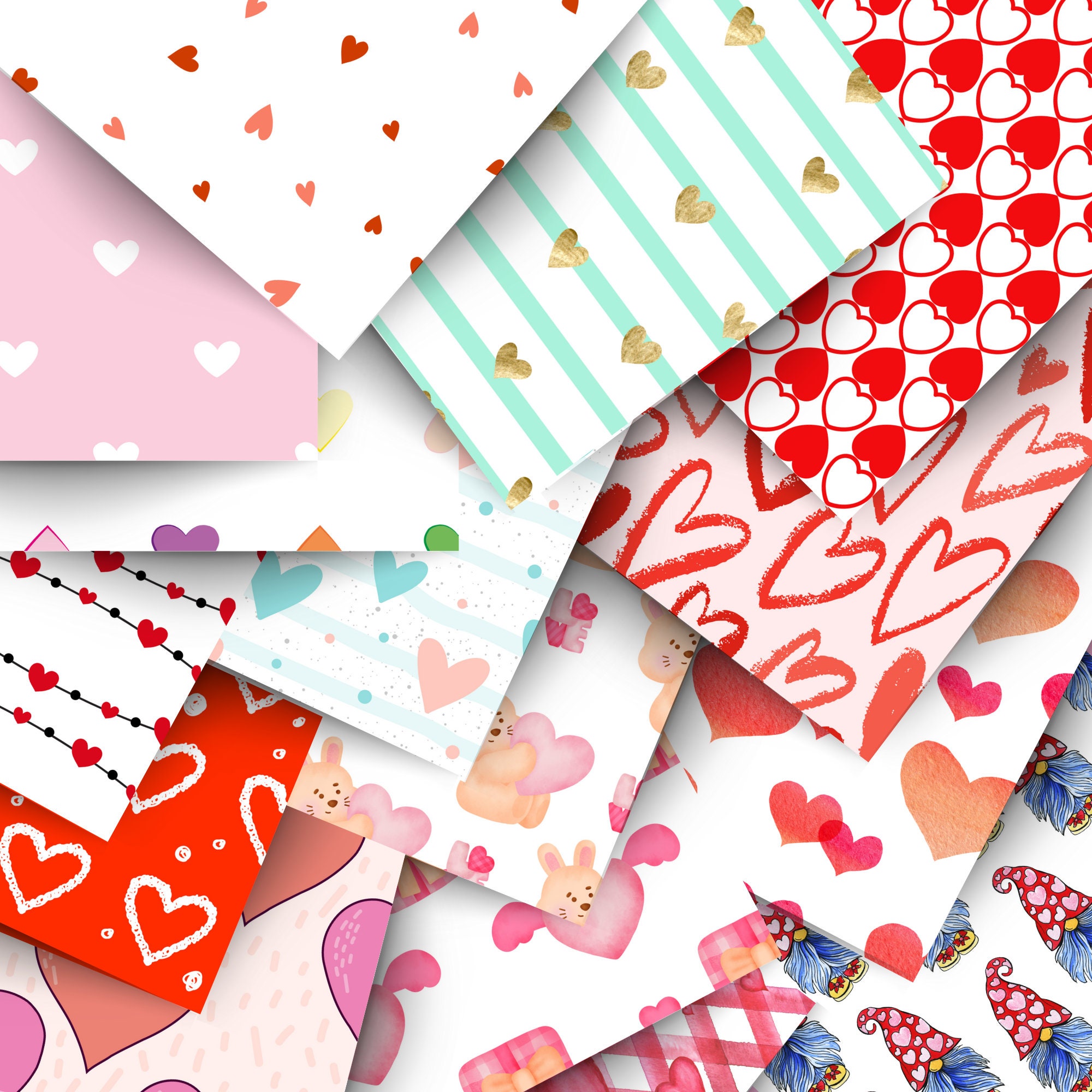 100 Valentines Themed Digital Paper, Seamless Commercial Use Instant ...